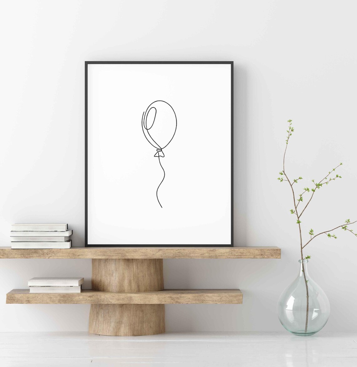 Minimalist Balloon Line Art, Whimsical Floating Sketch, Playful Airy ...