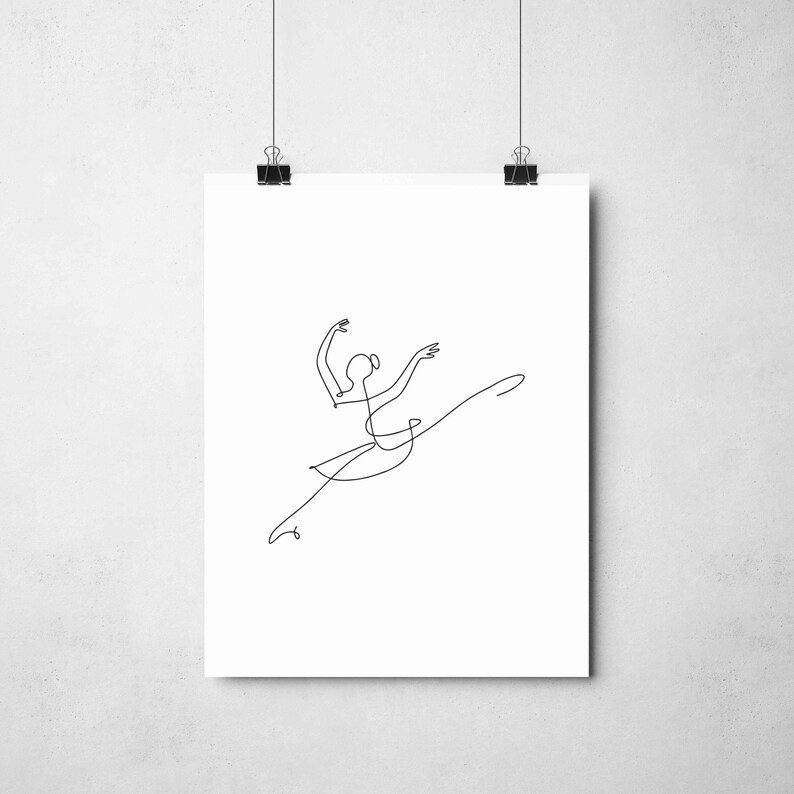 Minimalist Ballerina Line Art, Dancing Woman Drawing, Elegant Ballet ...