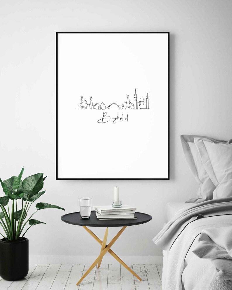 Baghdad Line Art, Minimalist Baghdad City Print, Iraq Travel Poster ...
