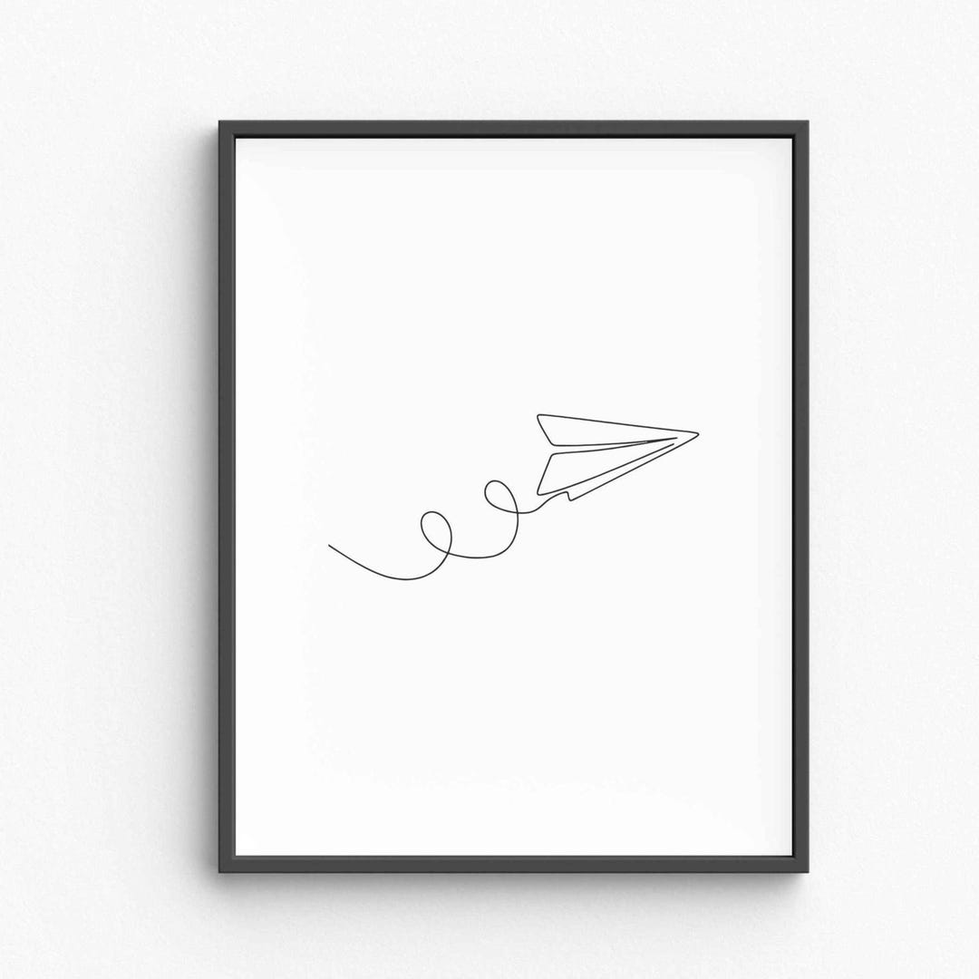 Minimalist Paper Plane Line Art, Simple Travel Symbol Drawing, Freedom ...