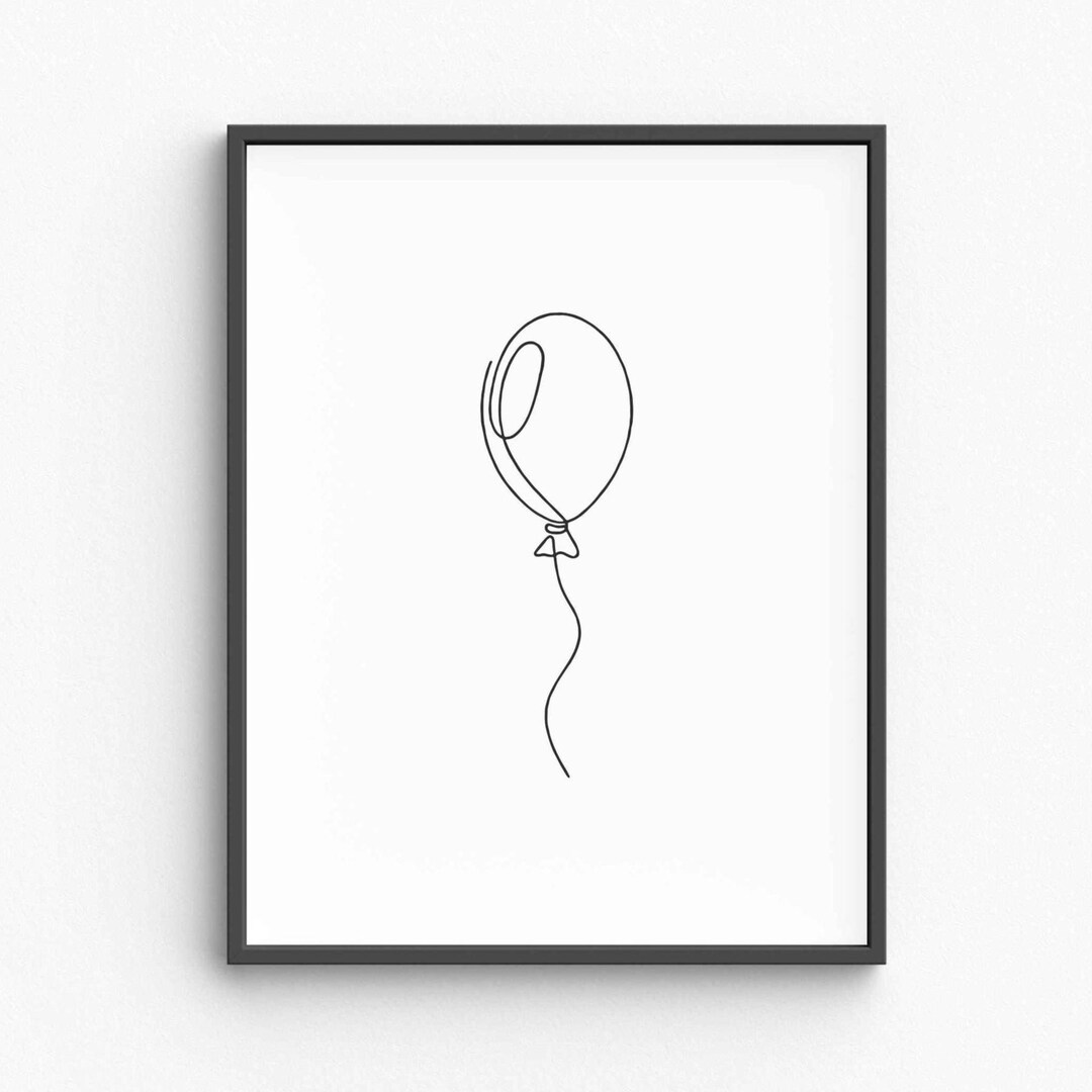 Minimalist Balloon Line Art, Whimsical Floating Sketch, Playful Airy ...