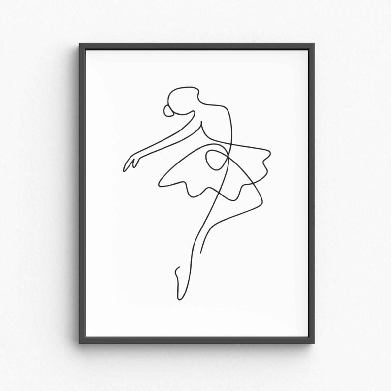 Minimalist Ballerina Line Art Print, Elegant Ballet Dancer Sketch ...