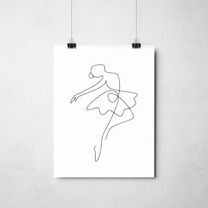 Minimalist Ballerina Line Art Print, Elegant Ballet Dancer Sketch ...