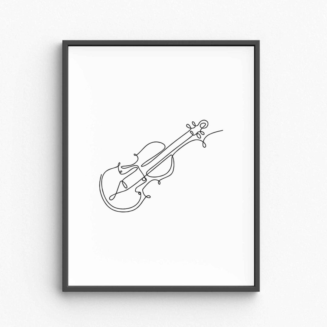 Minimalist Violin Line Art, Elegant Music Instrument Drawing, Classical ...