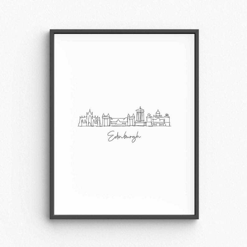 Edinburgh Line Art, Minimalist Edinburgh City Print, Scotland Travel ...