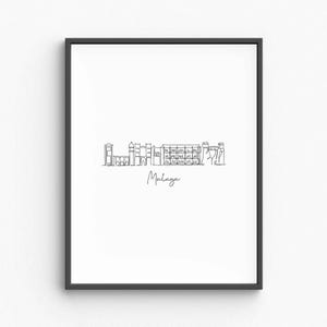 Minimalist Malaga City Line Art Print, Spain Travel Poster (digital ...