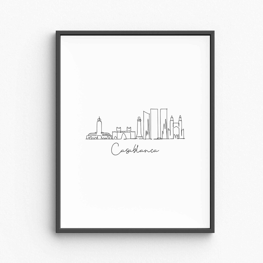 Minimalist Casablanca Line Art Print, Morocco Travel Poster (digital ...