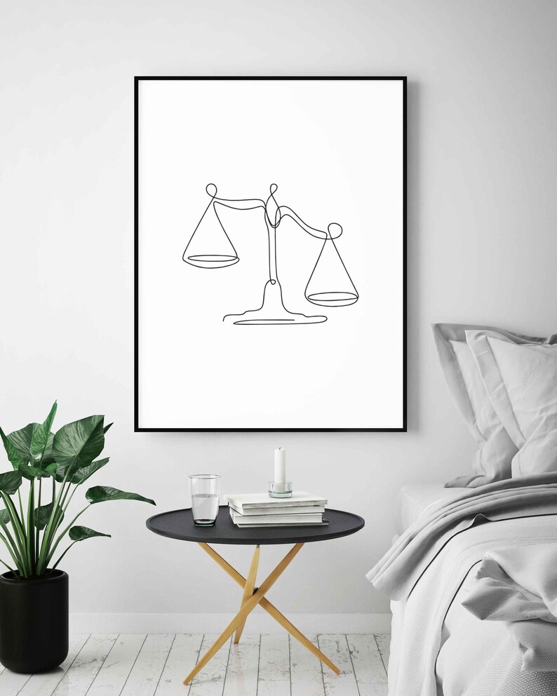 Minimalist Justice Scale Line Art, Symbol of Law and Fairness Drawing ...
