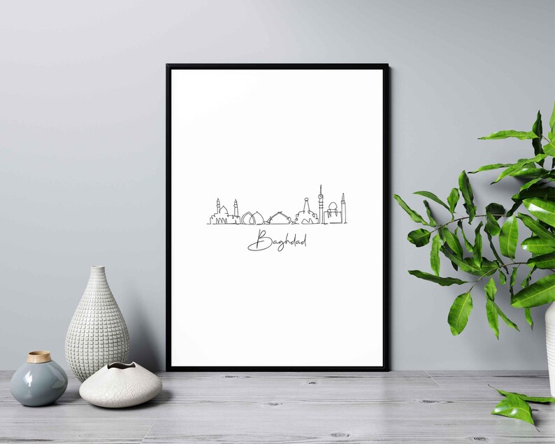 Baghdad Line Art, Minimalist Baghdad City Print, Iraq Travel Poster ...