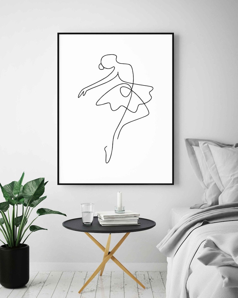 Minimalist Ballerina Line Art, Graceful Ballet Dancer Sketch, Elegant ...
