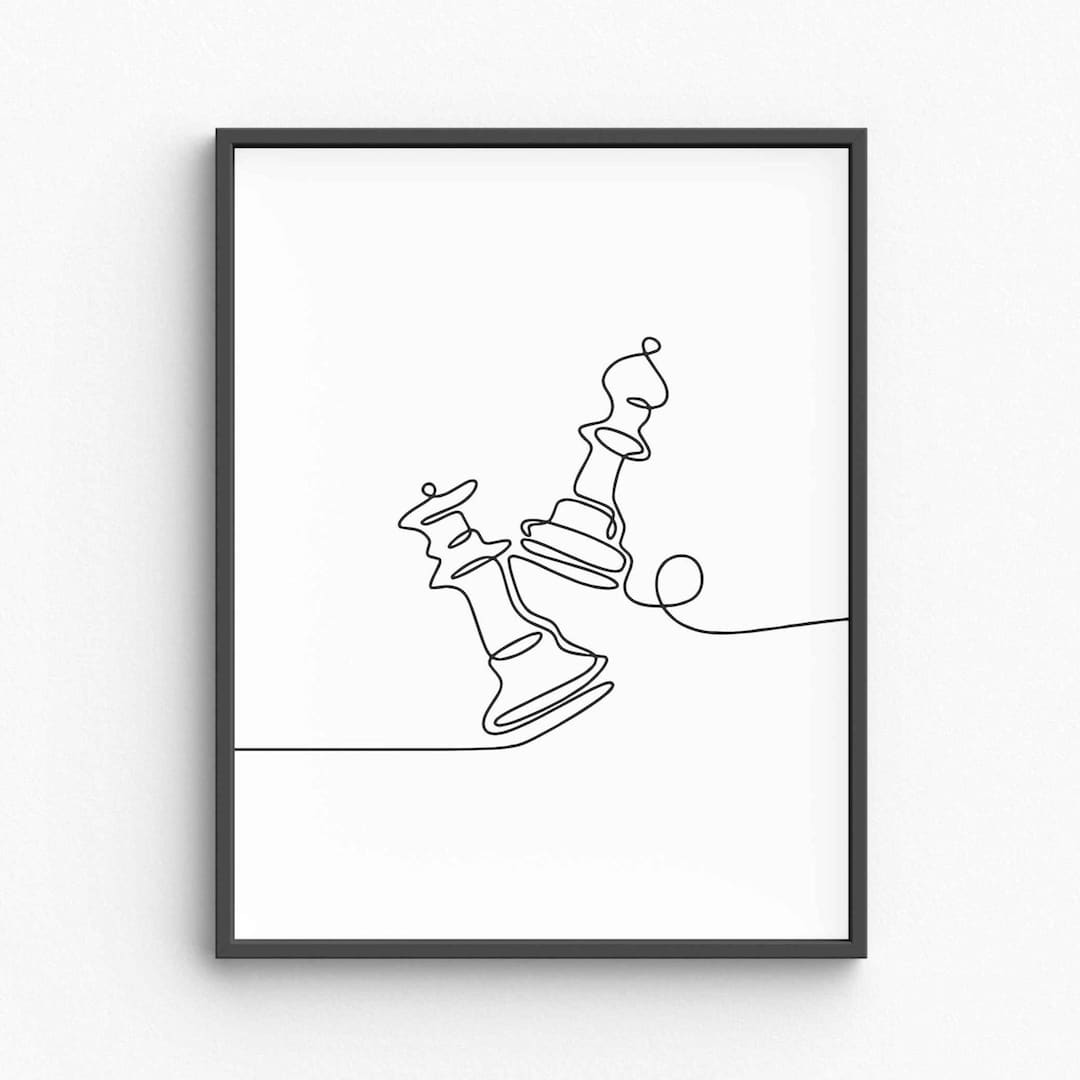 Minimalist Chess Line Art Print, Checkmate Sketch (digital Download) - Etsy