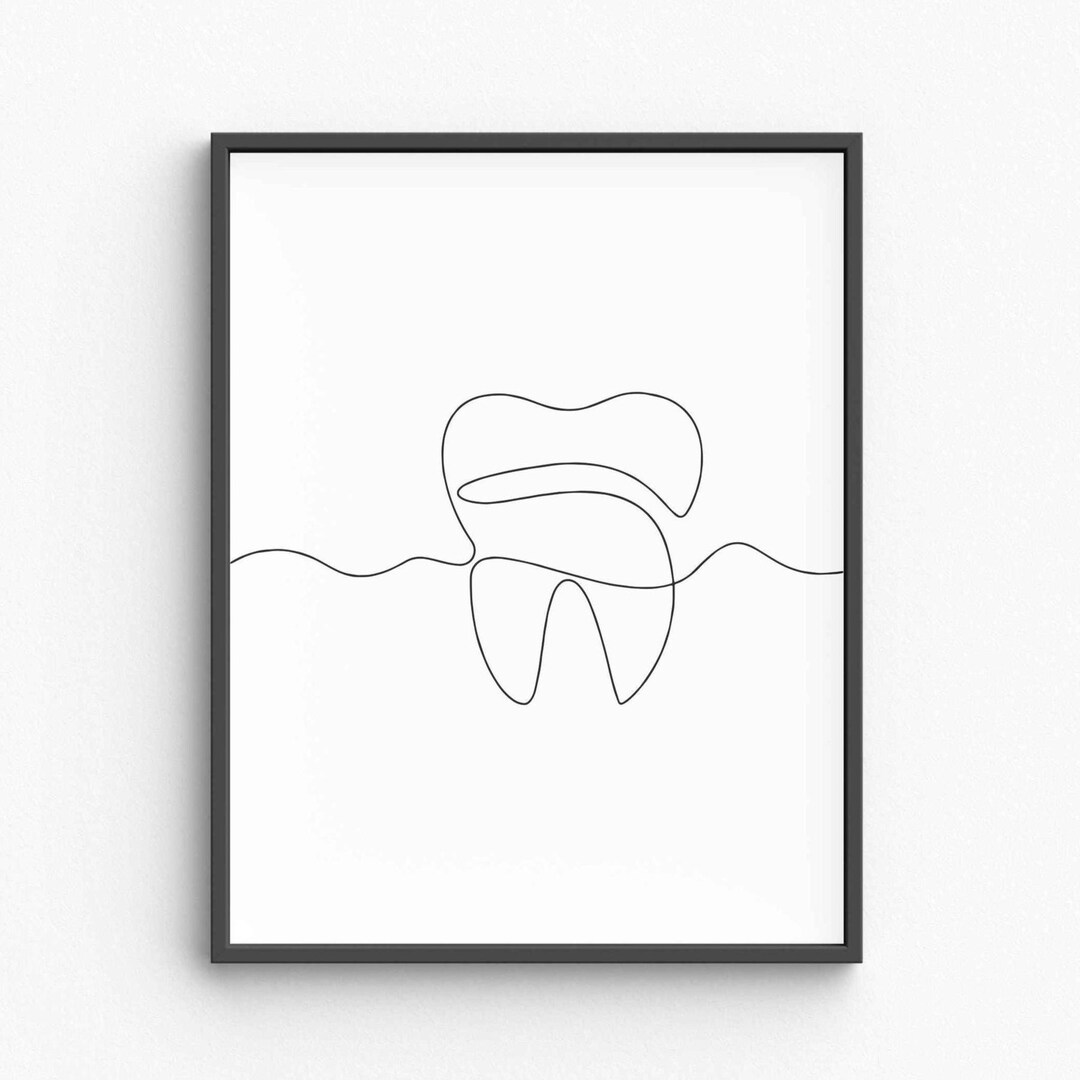 Minimalist Tooth Line Art Print, Dental Office Decor (digital Download ...