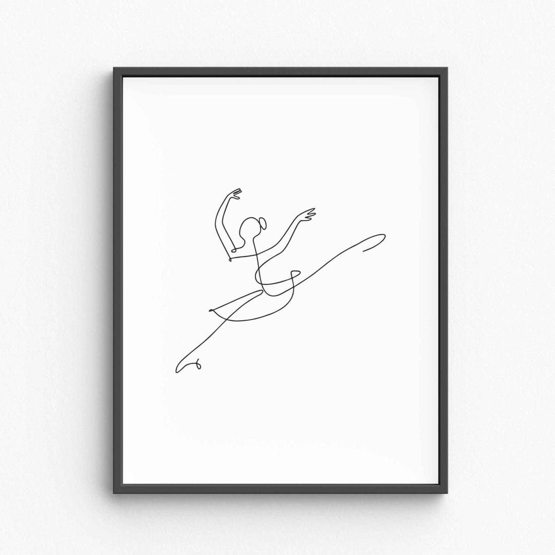 Minimalist Ballerina Line Art, Dancing Woman Drawing, Elegant Ballet ...