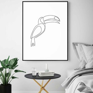 Parrot Line Art, Minimalist Bird Print, Tropical Wall Art, Exotic ...
