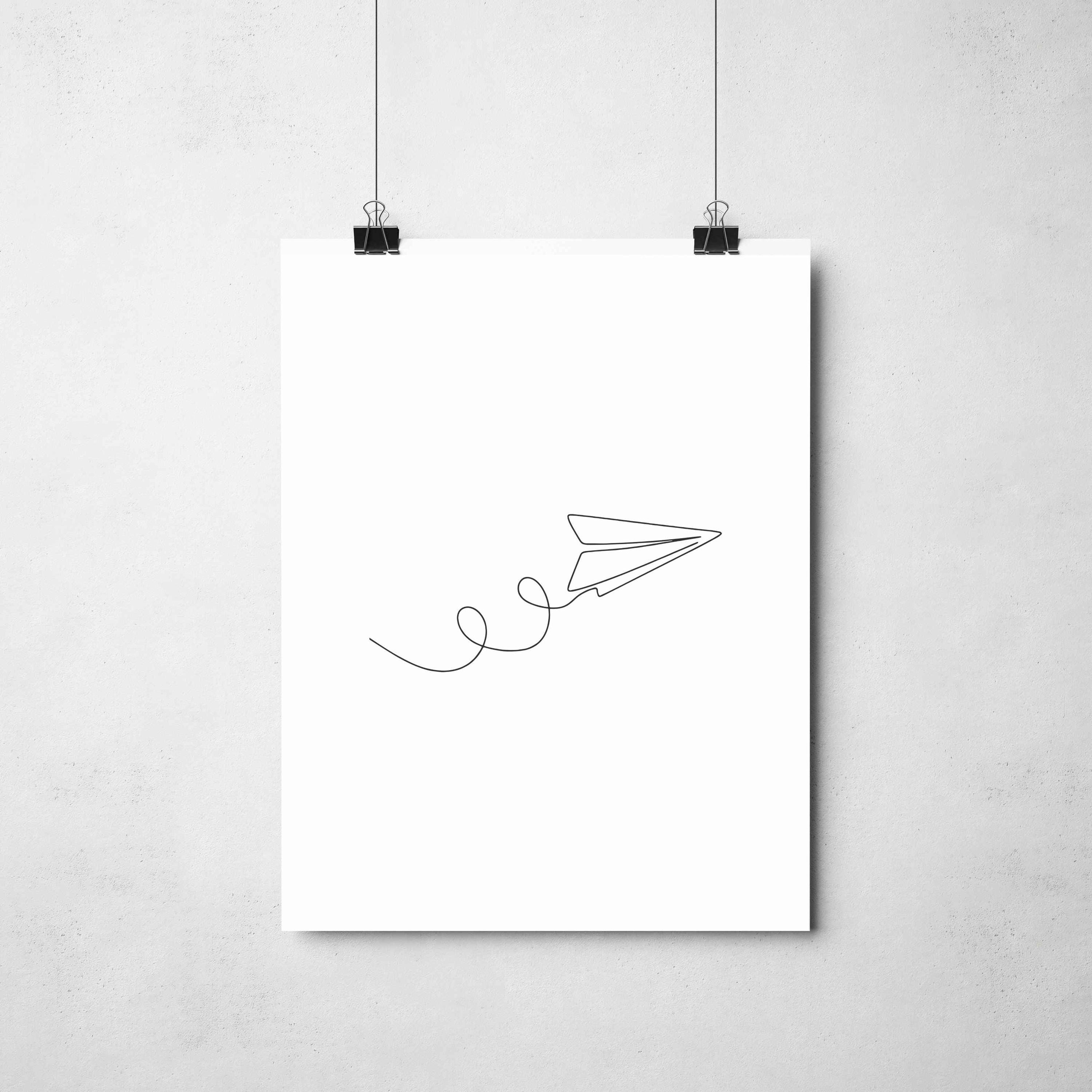 Minimalist Paper Plane Line Art Print, Freedom Sketch (digital Download ...
