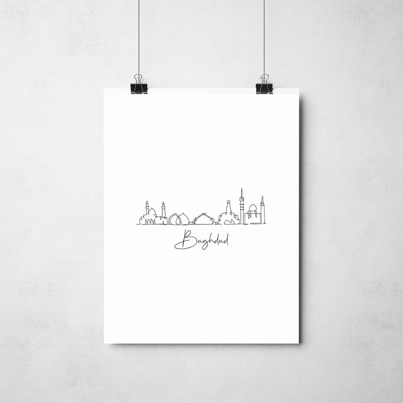 Baghdad Line Art, Minimalist Baghdad City Print, Iraq Travel Poster ...