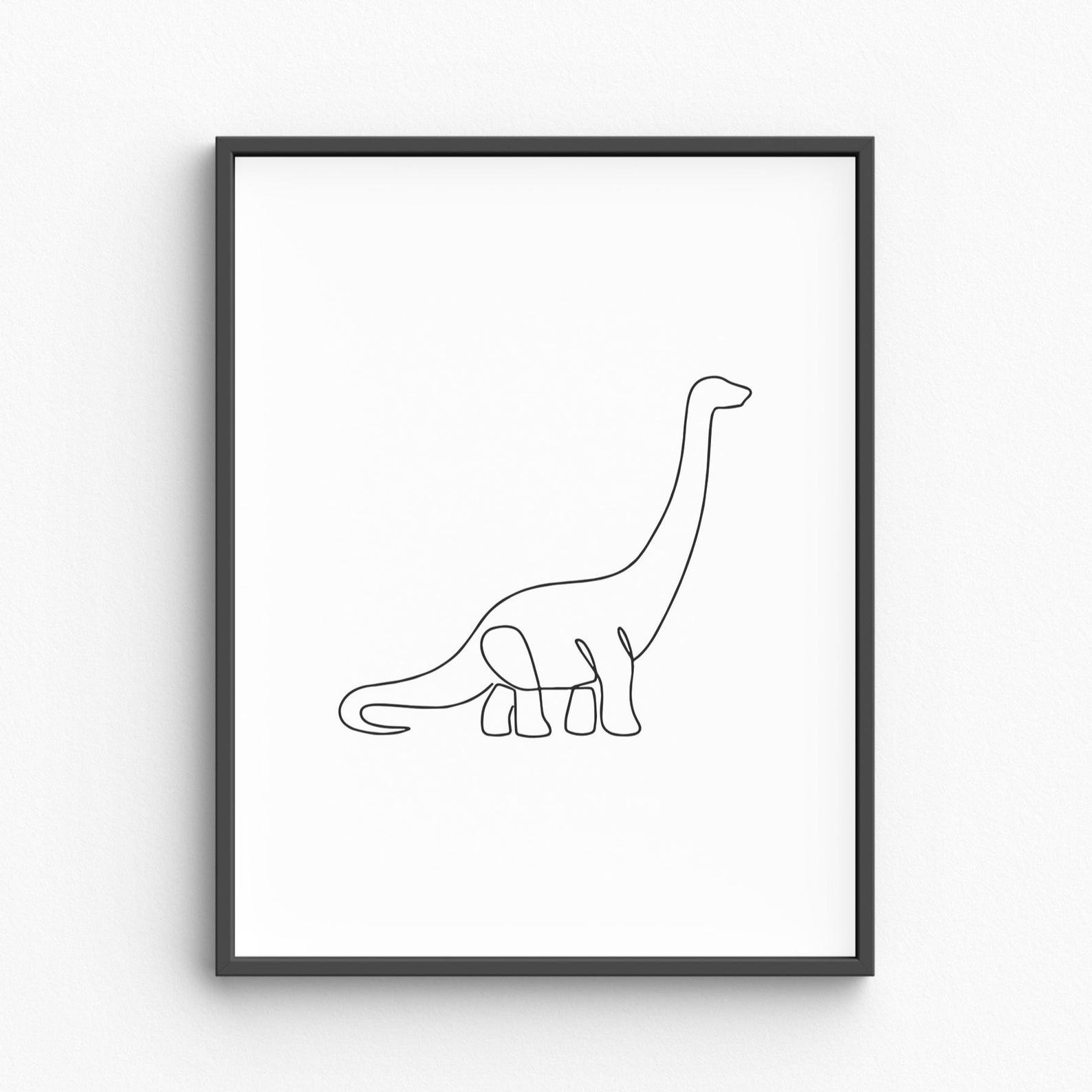 Minimalist Dinosaur Line Art Print, Kids Room Decor (digital Download ...