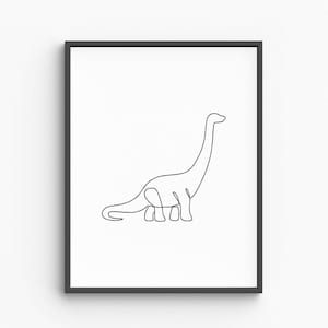 Dinosaur Line Art, Minimalist Dino Print, Prehistoric Animal Wall Art ...