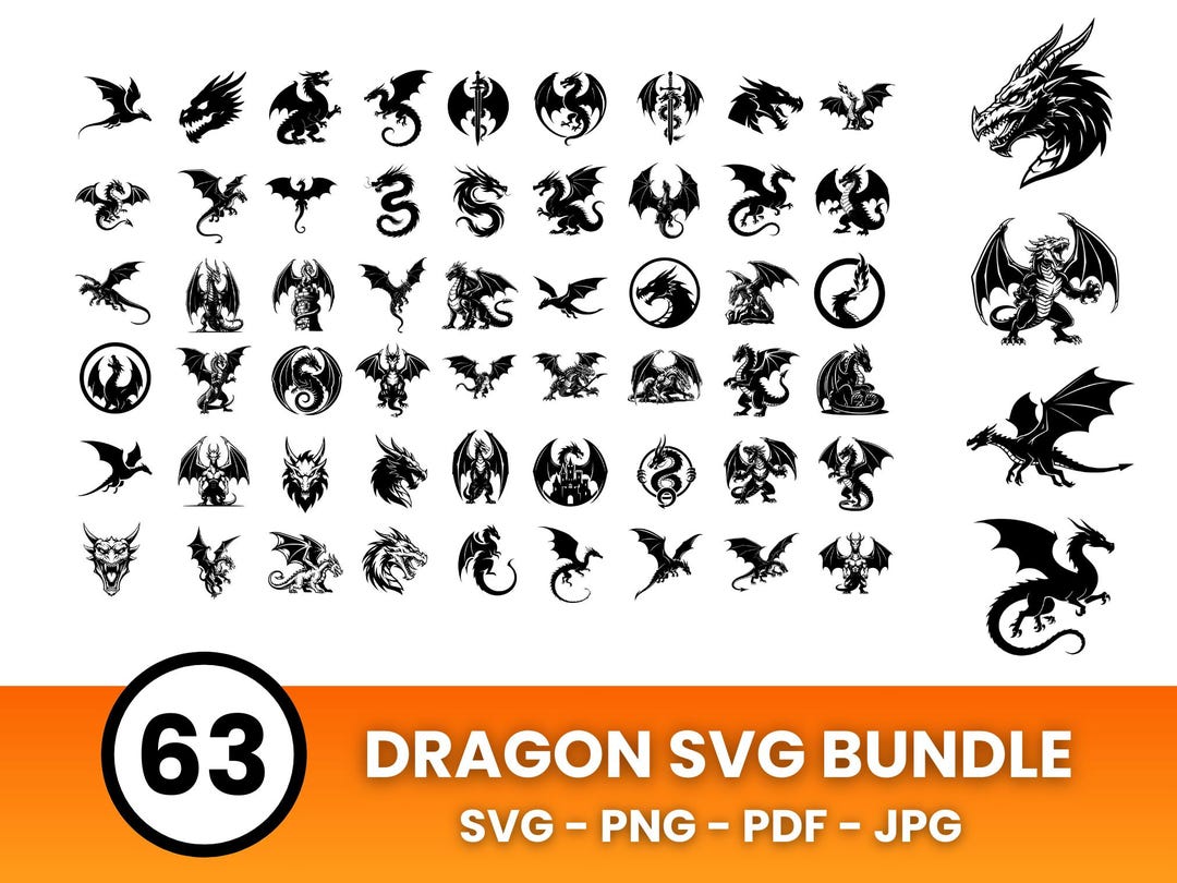 Dragon SVG Bundle, Medieval Dragon SVG, Fire Dragon SVG, Witchcraft Svg ...