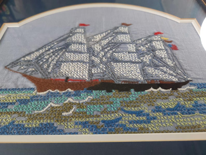 Vintage Nautical Crewel Wall Art - Etsy