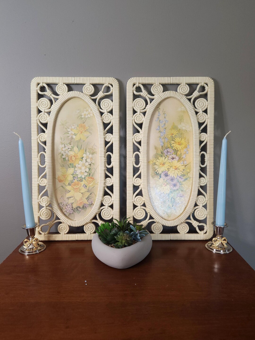 Vintage Syroco Daisy Floral Wall Plaques - Etsy