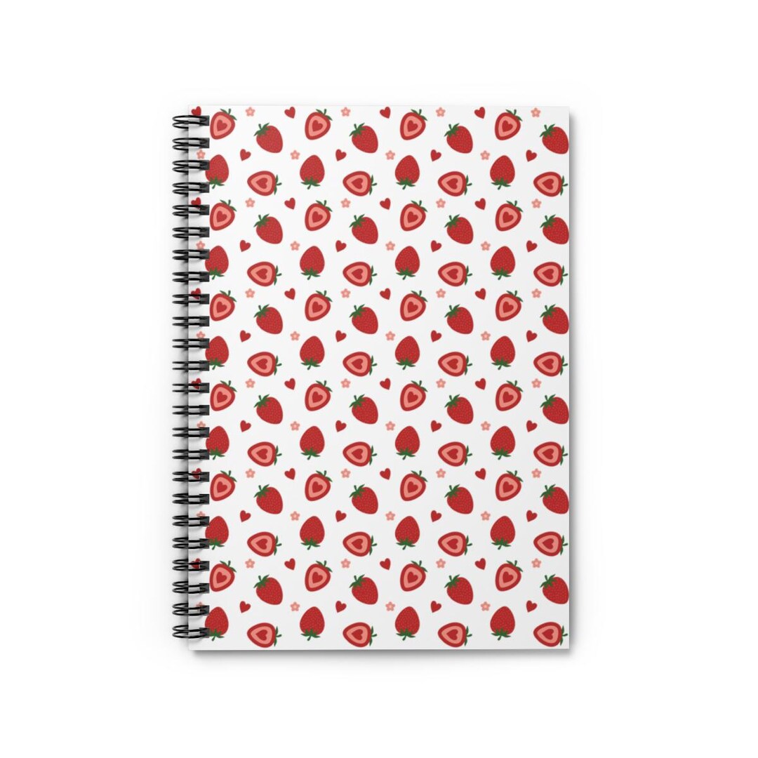 Flower & Berry Spiral Notebook - Ruled Lines, Cute Journal for Note ...