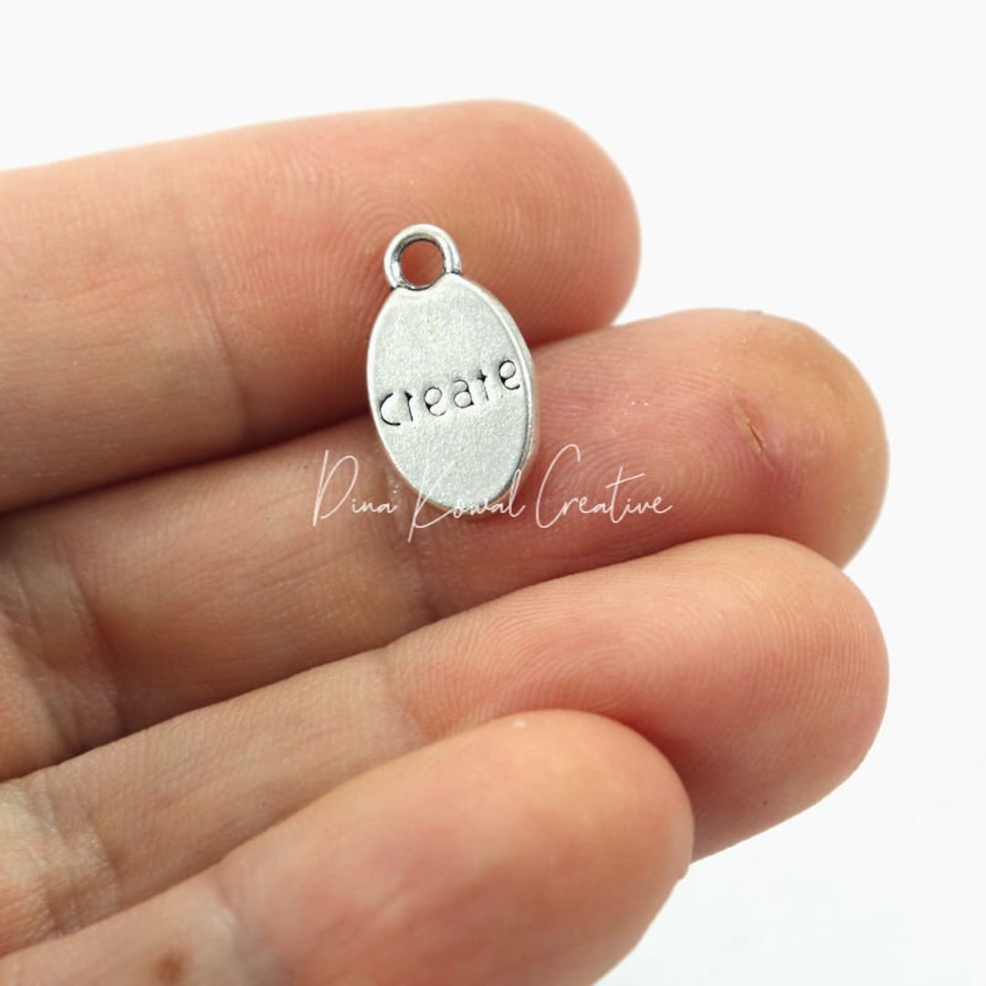 Create - Oval Word Nugget - Metal Charm, Silver Finish - Etsy