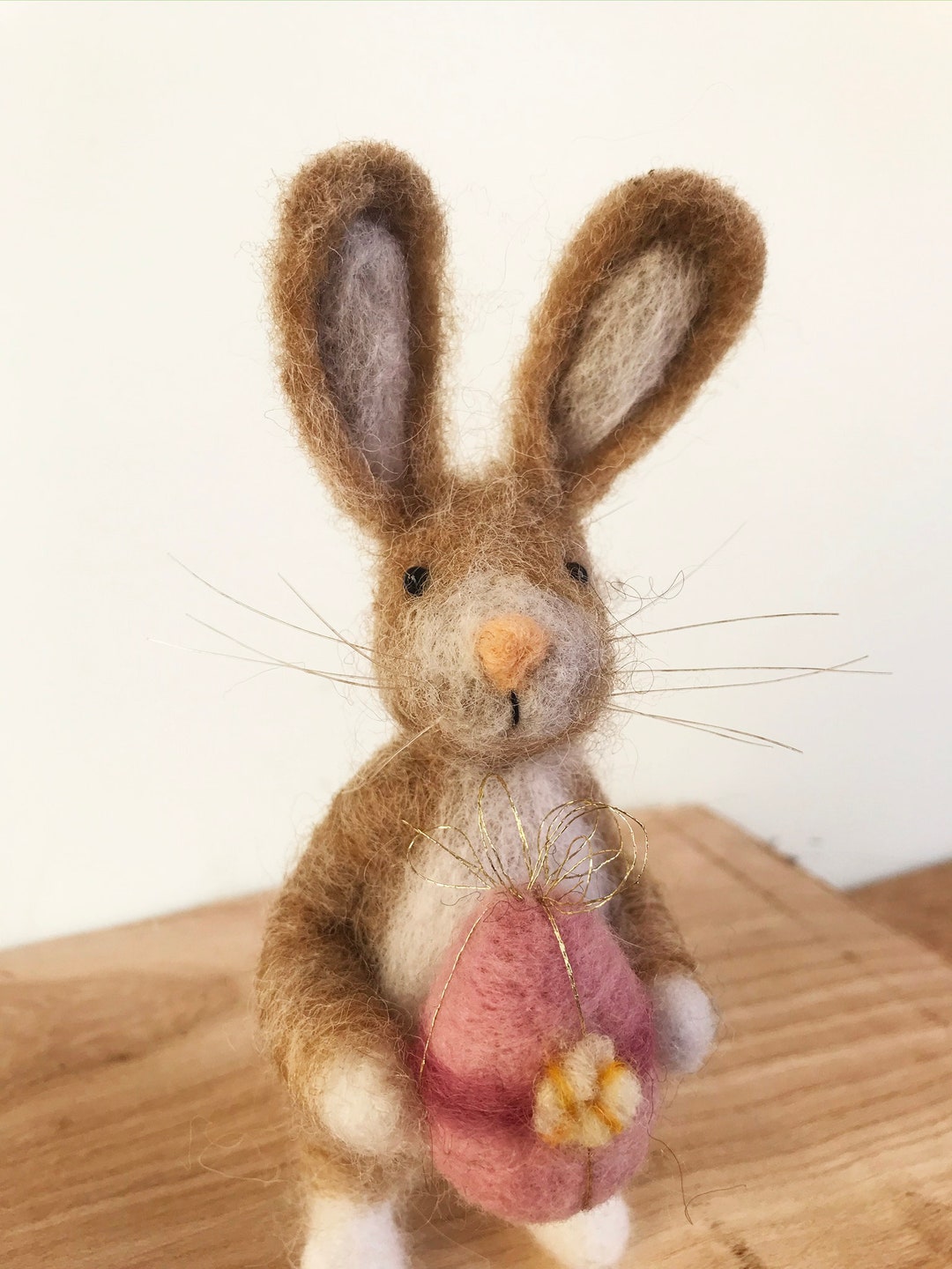 Needle Felted Easter Rabbit: Handmade Wool Bunny With Egg - Etsy