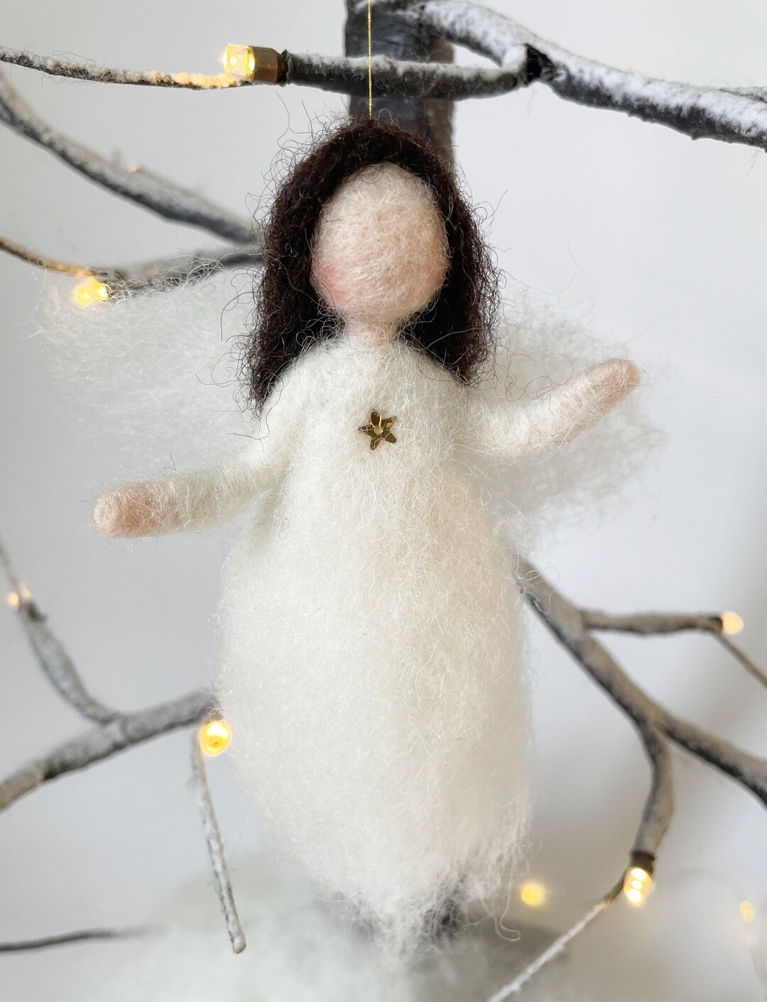 Needle Felted Christmas Tree Angel Ornament, Nativity Scene Angel ...