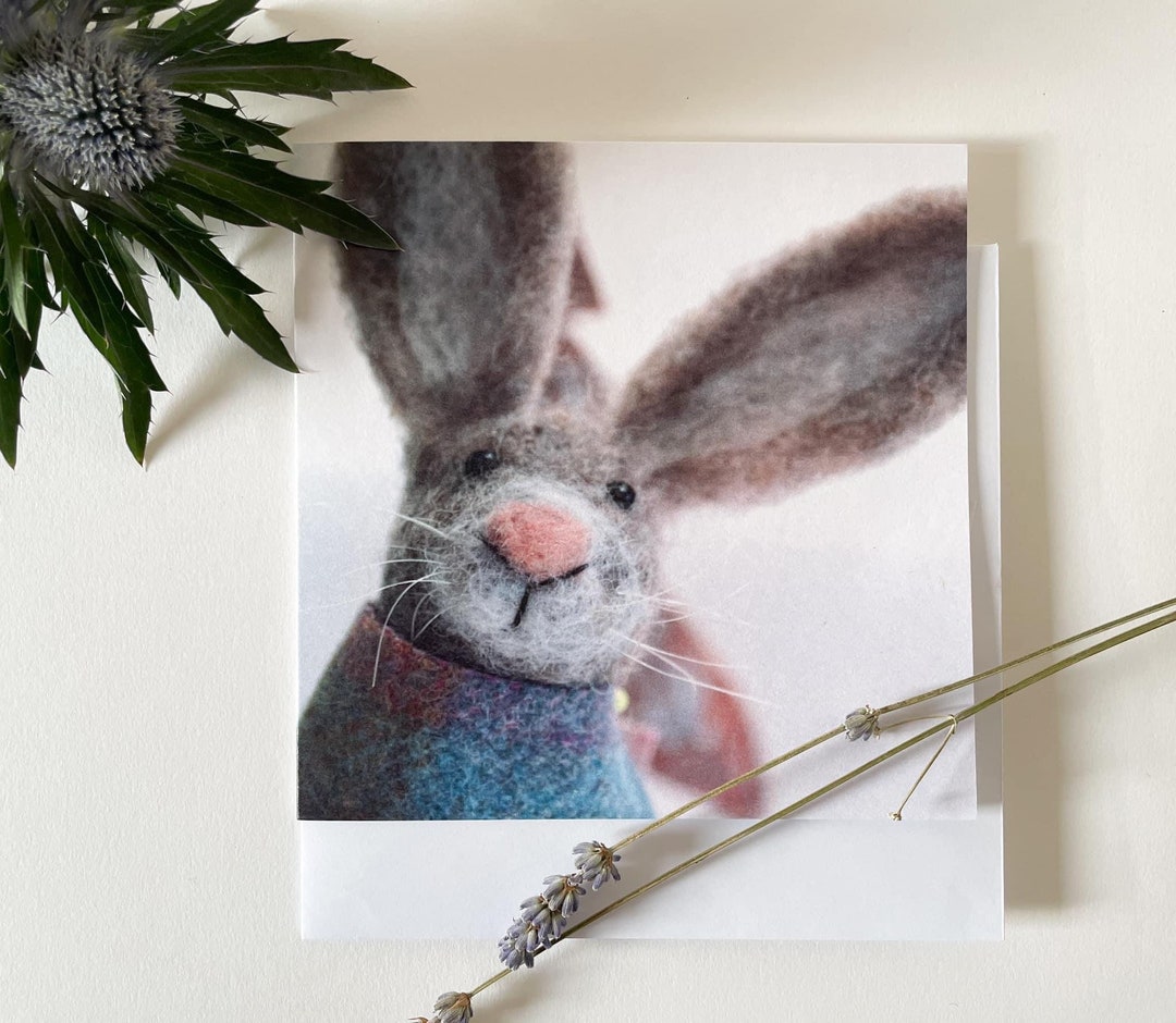 Needle Felted Scottish Hare Greeting Card: British Wildlife Animal - Etsy