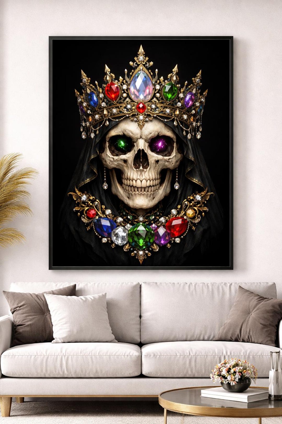 Gothic Skull Wall Art – Jewelled Crown Queen Baroque Decor (digital ...