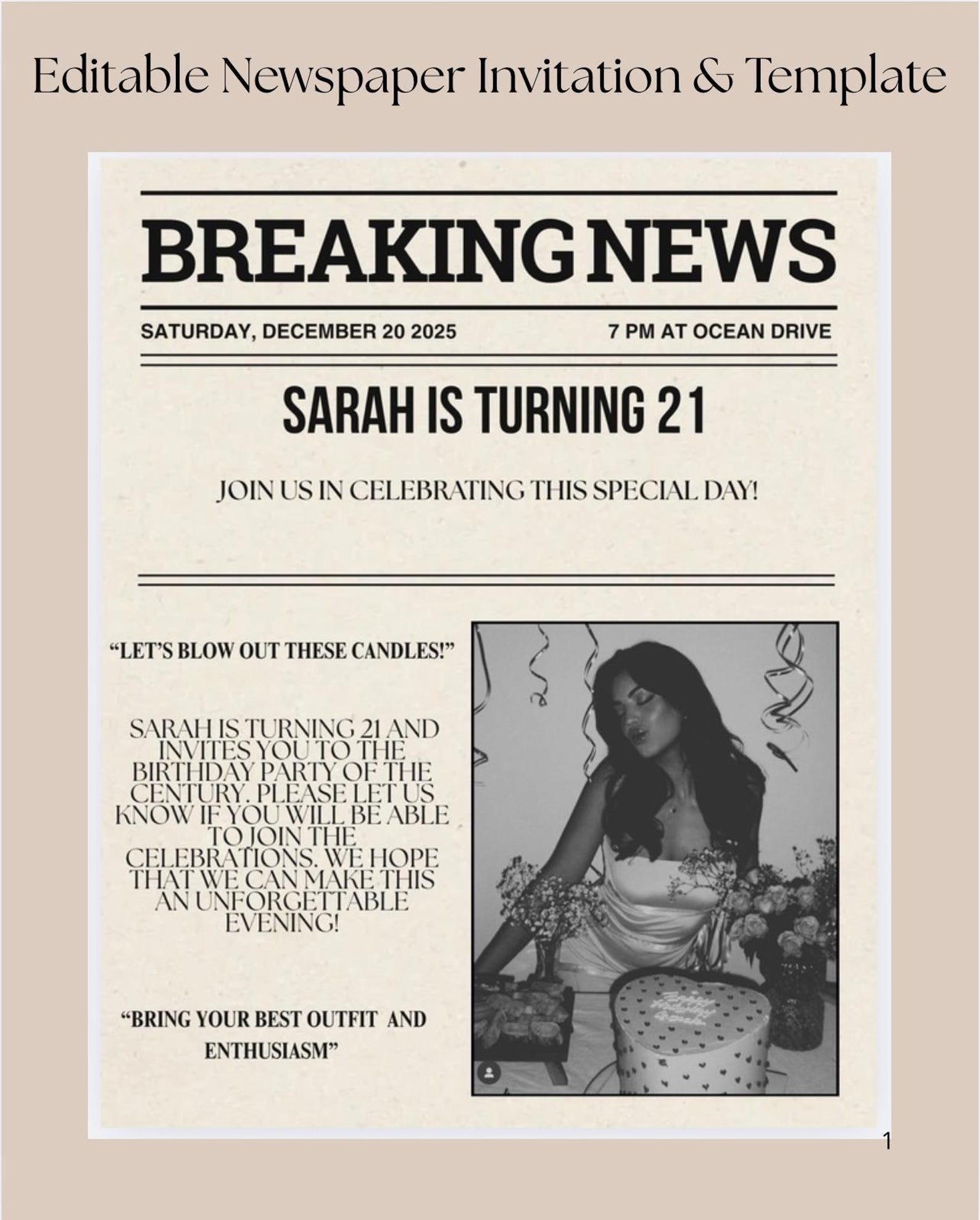 Editable Newspaper Invitation & Template - Etsy