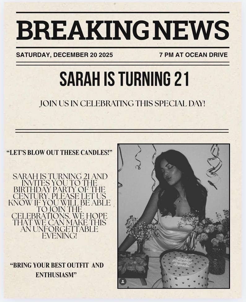 Editable Newspaper Invitation & Template - Etsy