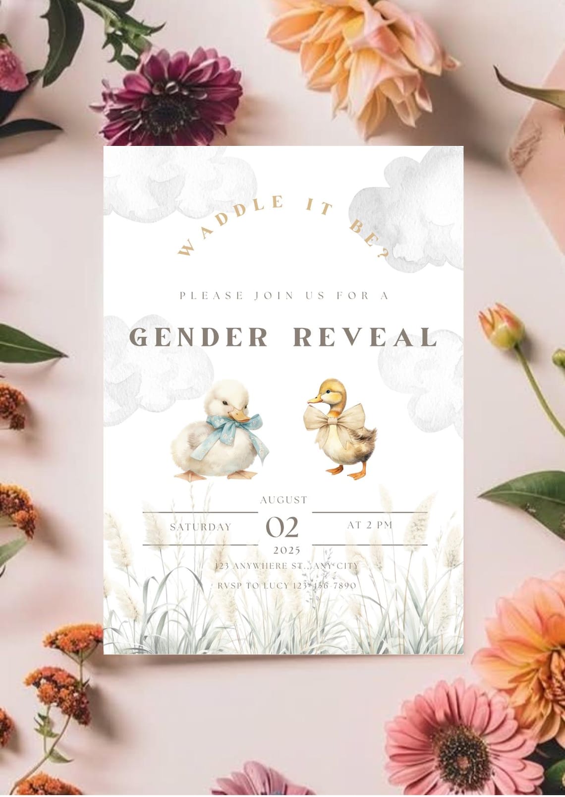 Waddle It Be - Gender Reveal Invitation - Etsy