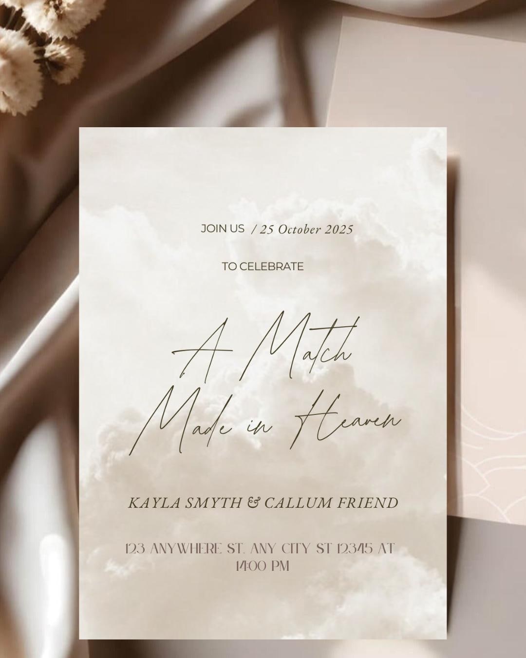 A Match Made in Heaven - Wedding Party Invite Template - Etsy