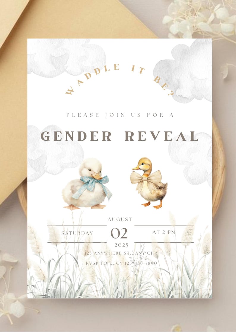 Waddle It Be - Gender Reveal Invitation - Etsy