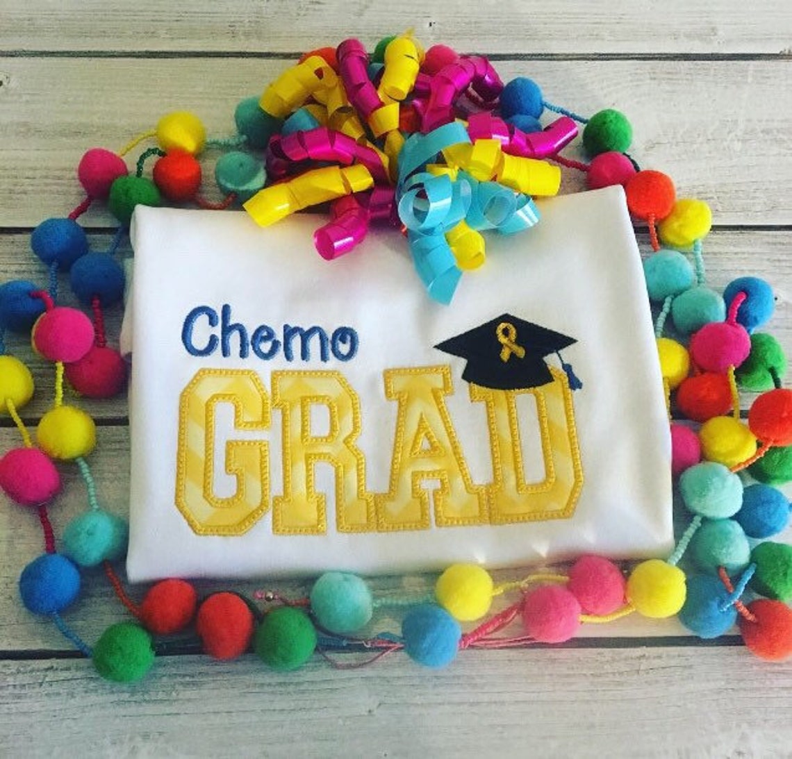 Chemo Grad Applique Shirt Childhood Cancer Awareness in | Etsy