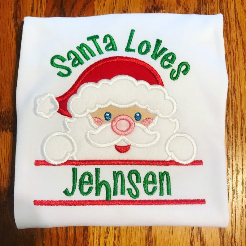 Personalized Santa Christmas Shirt, Custom Applique and Embroidery ...