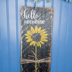Hello Sunshine Wood Sign, Sunflower Farmhouse Wall Sign, Farm House ...