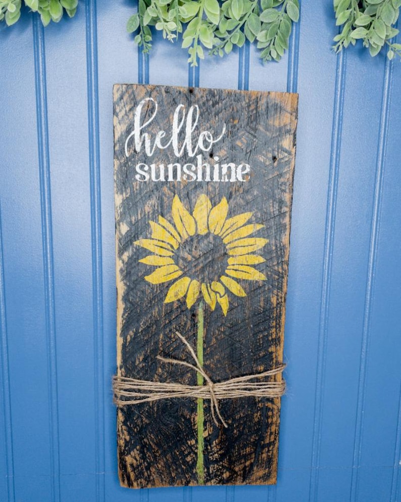 Hello Sunshine Wood Sign, Sunflower Farmhouse Wall Sign, Farm House ...