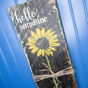 Hello Sunshine Wood Sign, Sunflower Farmhouse Wall Sign, Farm House ...