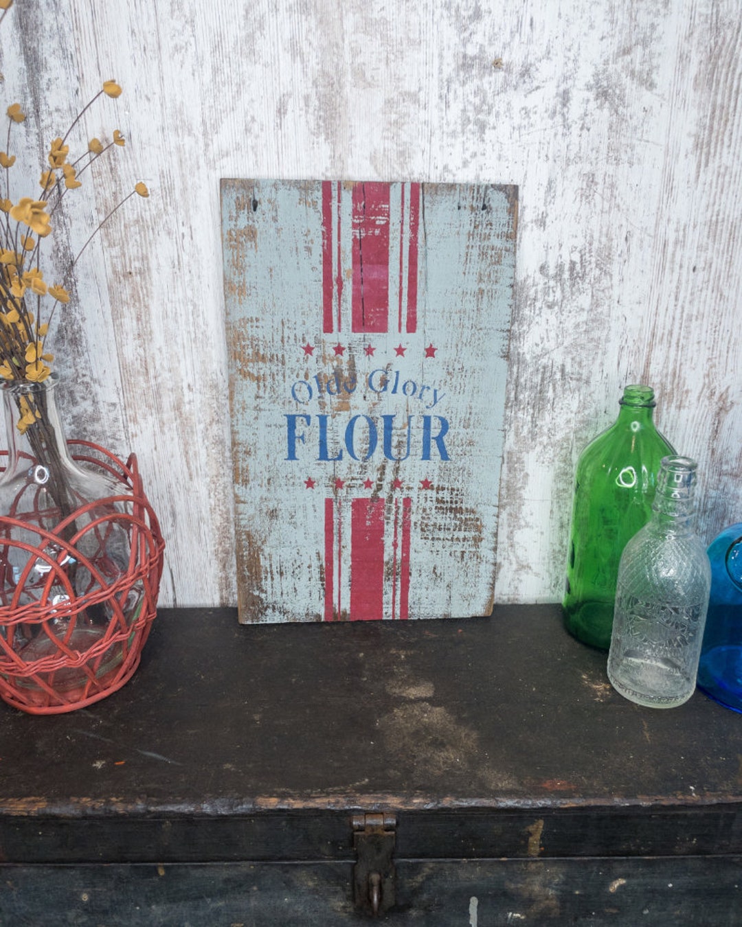 Old Glory Flour Sign, Farmhouse Kitchen Decor, Rustic Pantry, Grain ...
