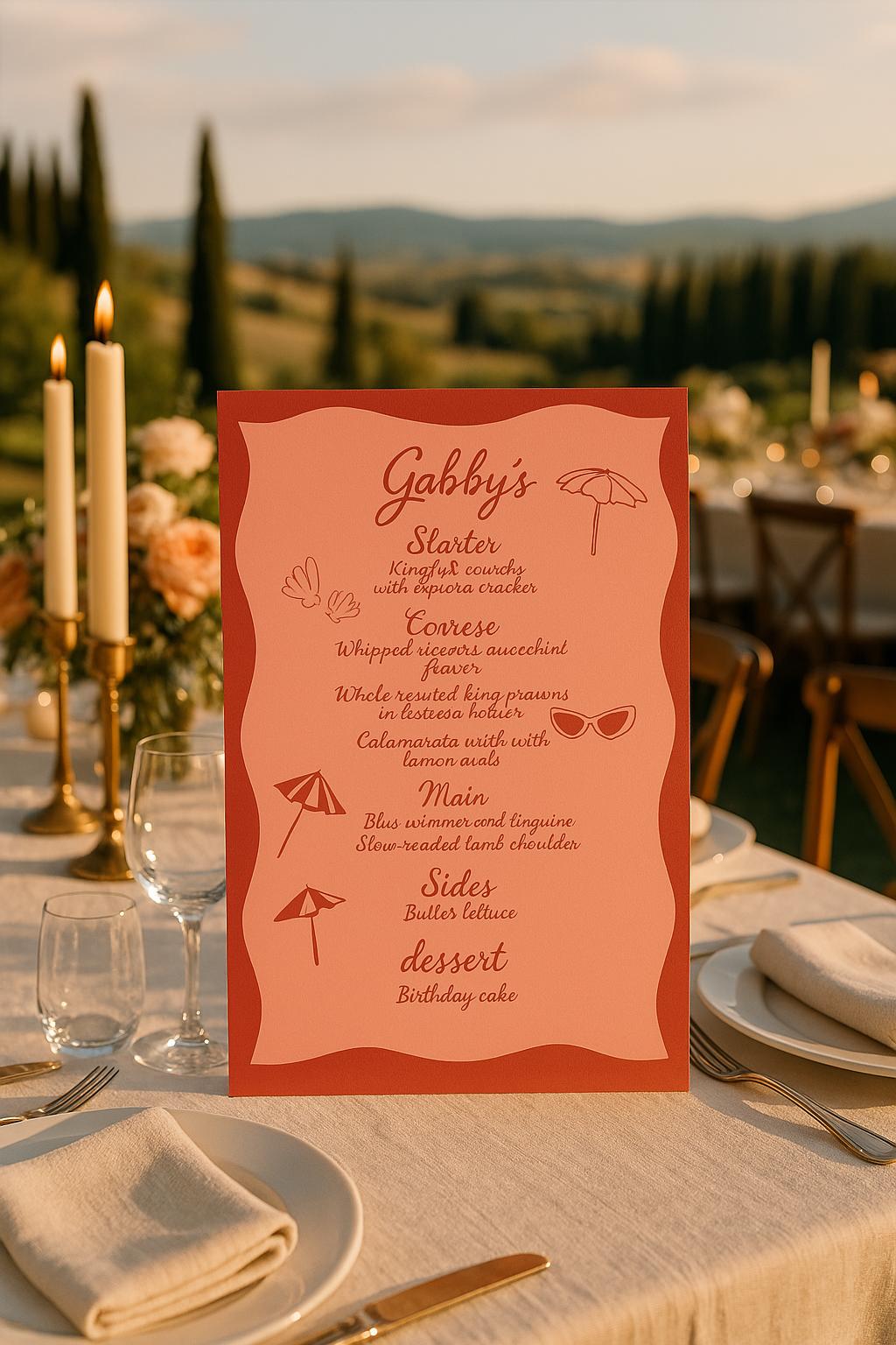 Editable Pink & Red Menu Template Fun Digital Download for Events ...