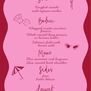 Editable Pink & Red Menu Template Fun Digital Download for Events ...