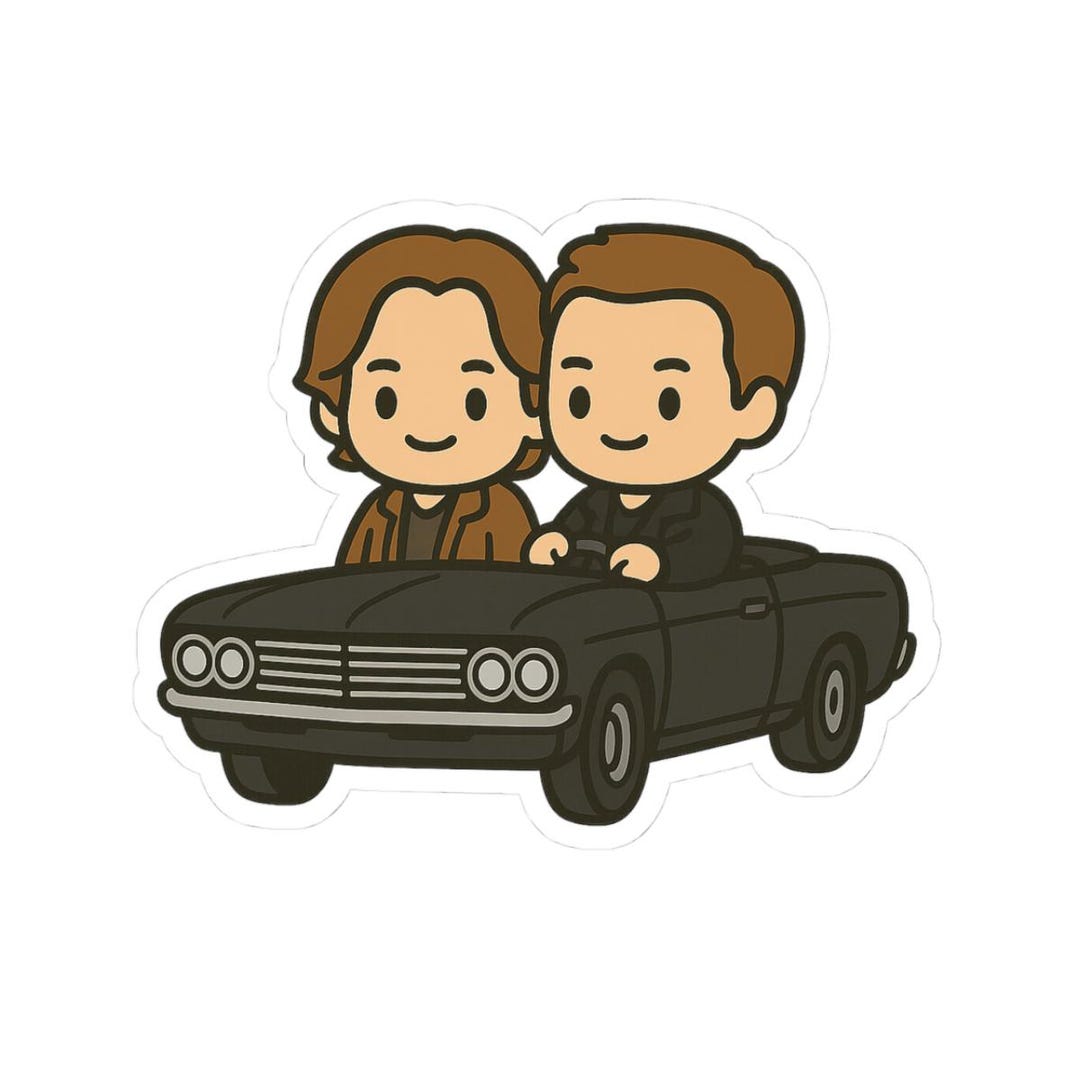 Chibi Supernatural Sticker | Winchester Brothers in the Impala | Cute ...