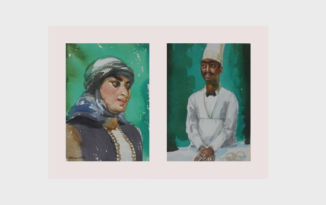 Michael Little (20th C) Pair Watercolour Portraits Inscribed Verso ...