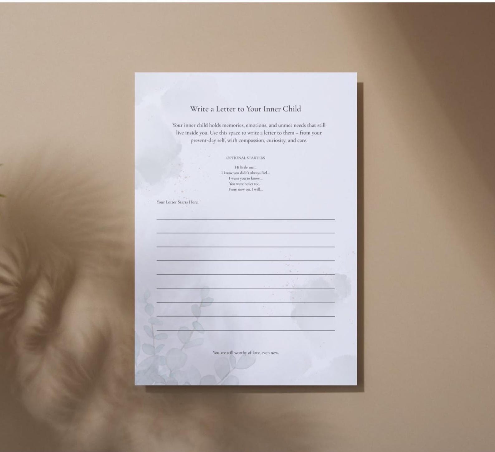 Inner Child Letter Template | Therapeutic Letter Template | Printable ...
