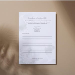 Inner Child Letter Template | Therapeutic Letter Template | Printable ...