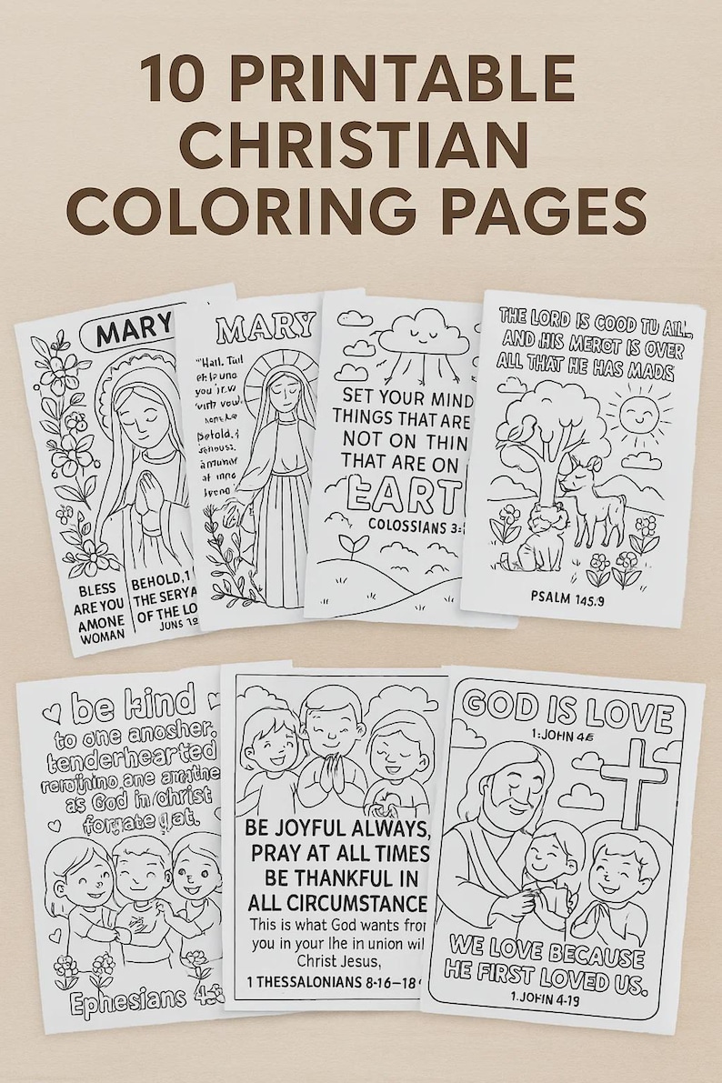 Bible Coloring Pages for Kids: Christian Scripture (printable PDF) - Etsy