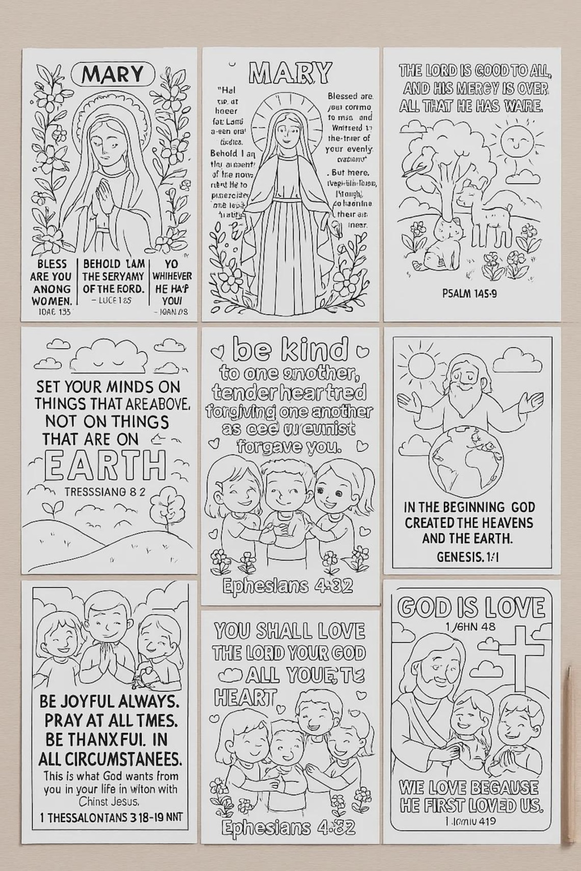 Bible Coloring Pages for Kids: Christian Scripture (printable PDF) - Etsy